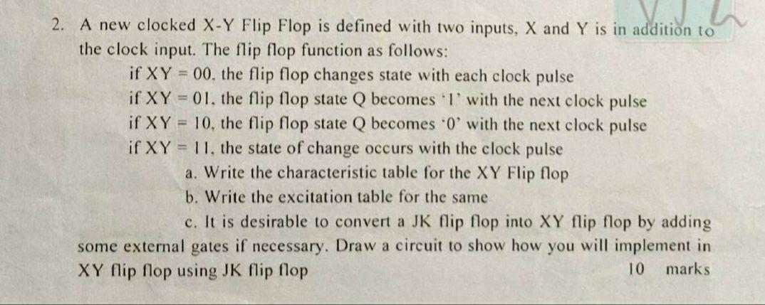 Solved 2. A new clocked X-Y Flip Flop is defined with two | Chegg.com