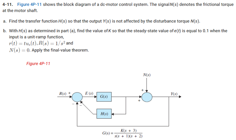 Solved 4-11. Figure 4P−11 shows the block diagram of a | Chegg.com