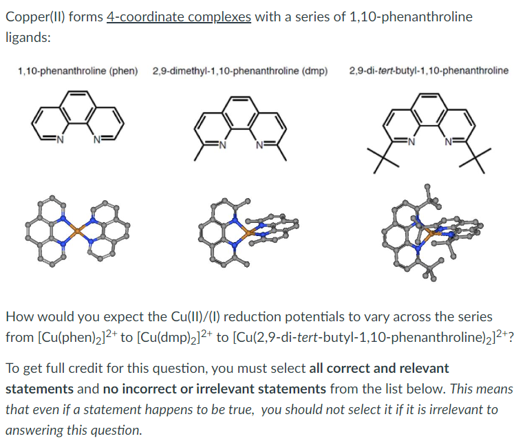 Solved Copper(II) forms 4 -coordinate complexes with a | Chegg.com