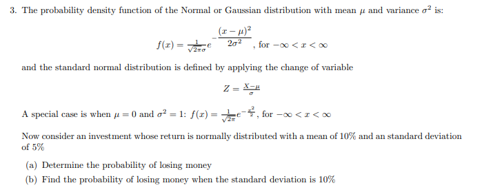 Solved 3. The probability density function of the Normal or | Chegg.com