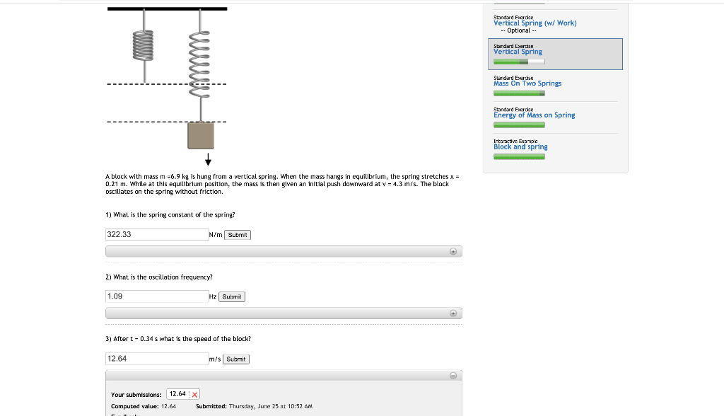 Solved Vertical Spring (w/ Work) Stand wise - Optional | Chegg.com