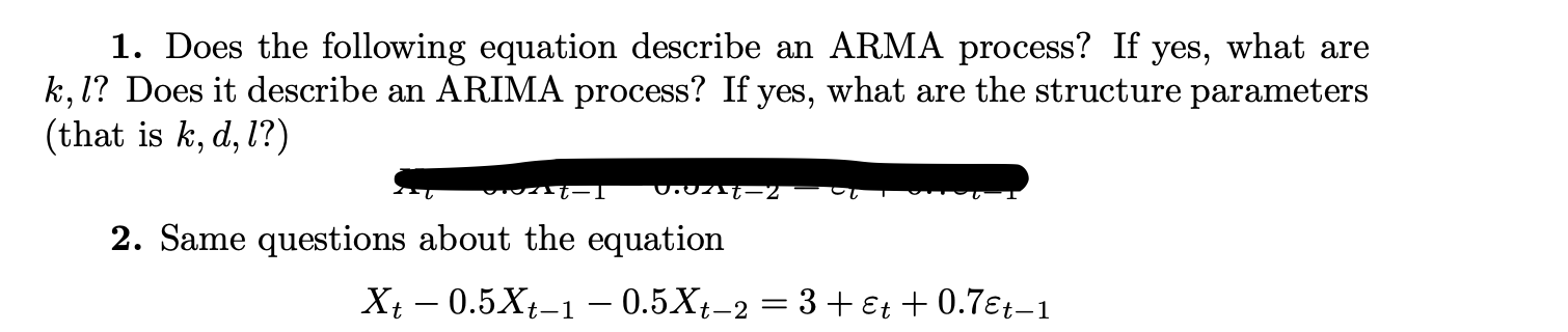 1. Does the following equation describe an ARMA | Chegg.com