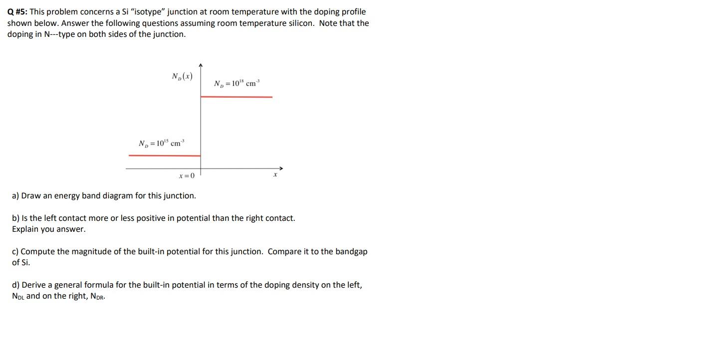 Solved Q #5: This problem concerns a Si "isotype” junction | Chegg.com