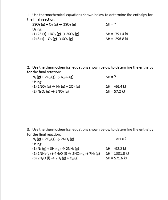 Solved 1. Use thermochemical equations shown below to | Chegg.com