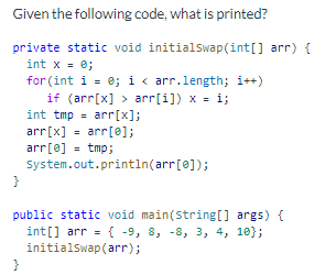 Solved Given the following code, what is printed? private | Chegg.com