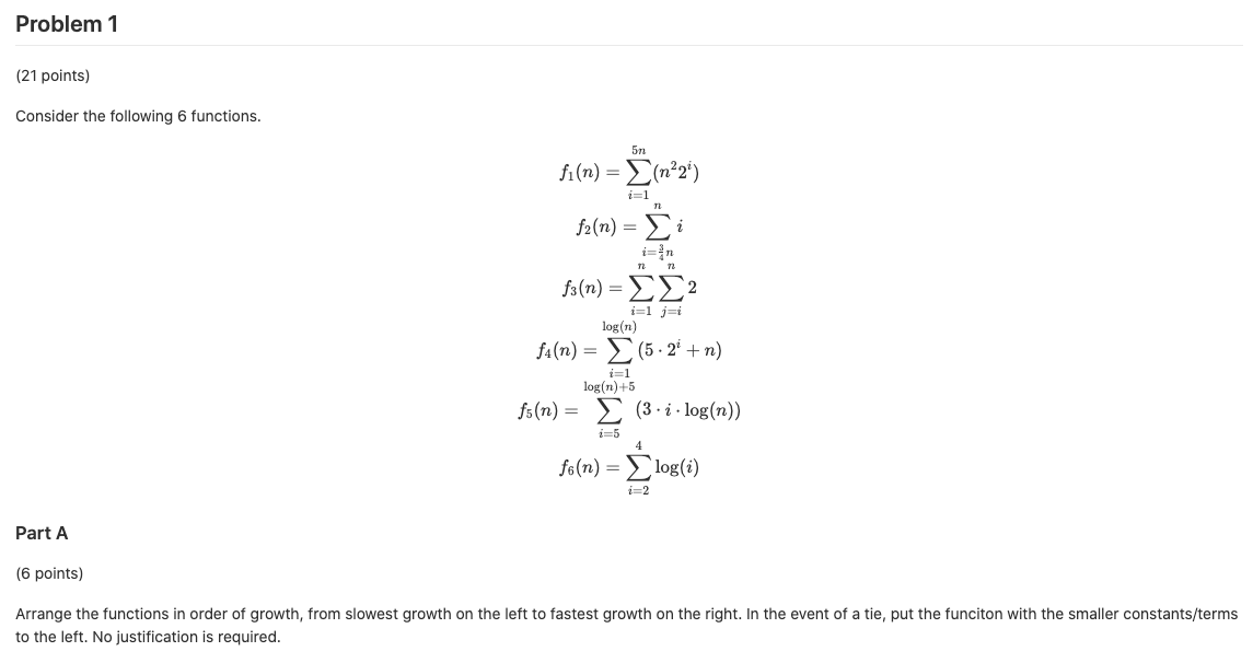 Solved Problem 1 (21 points) Consider the following 6 | Chegg.com