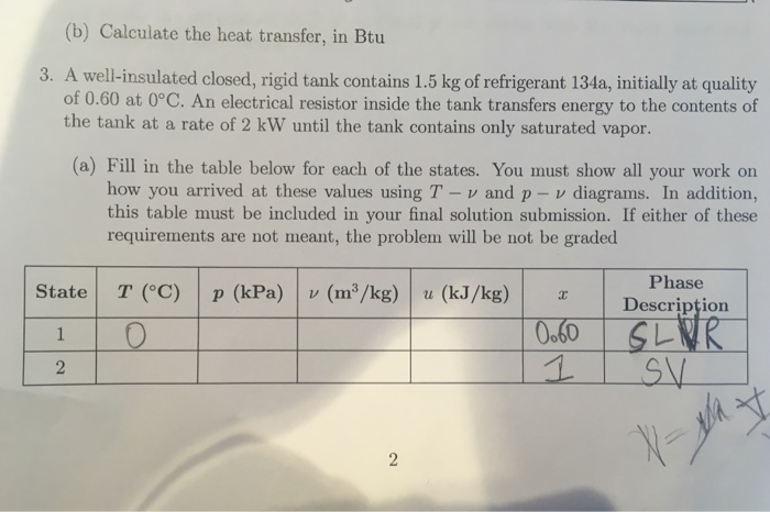 Solved (b) Calculate the heat transfer, in Btu 3. A well | Chegg.com