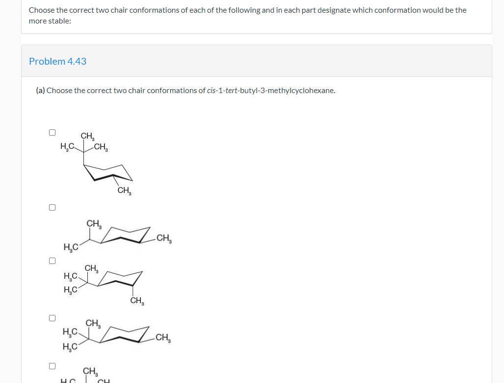 Solved Choose the correct two chair conformations of each of | Chegg.com
