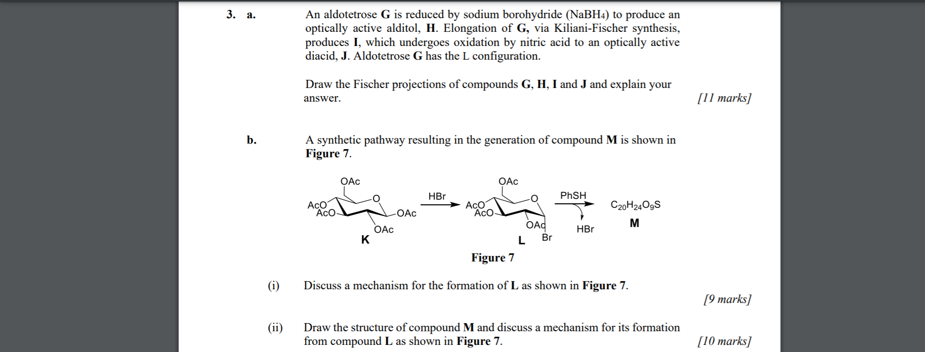 Solved 3. a. An aldotetrose G is reduced by sodium | Chegg.com