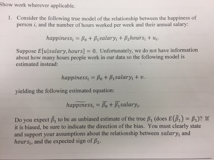 Solved Show work wherever applicable. 1. Consider the | Chegg.com