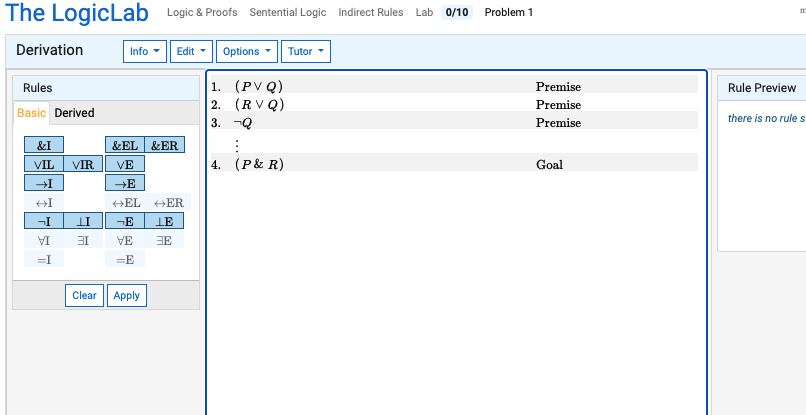 Solved The LogicLab Logic & Proofs Sentential Logic Indirect | Chegg.com