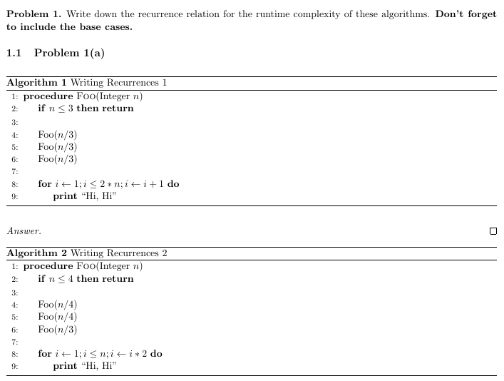 Solved Problem 1 Write Down The Recurrence Relation For The 6997