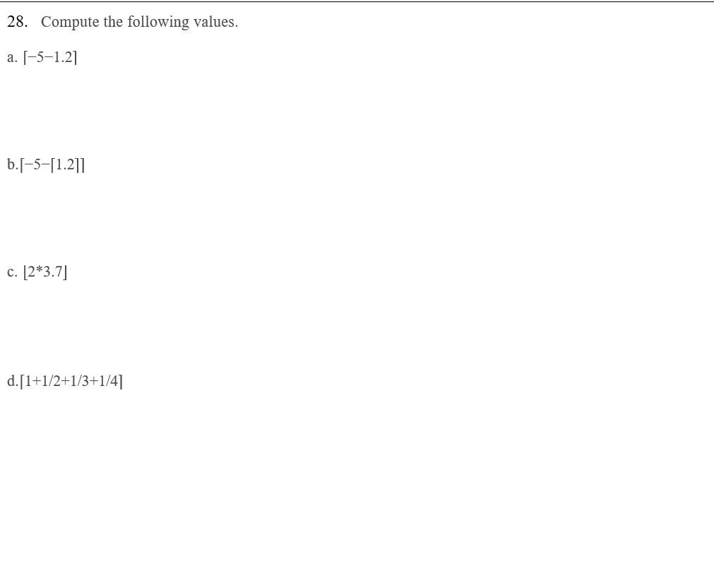 Solved 28 Compute The Following Values 