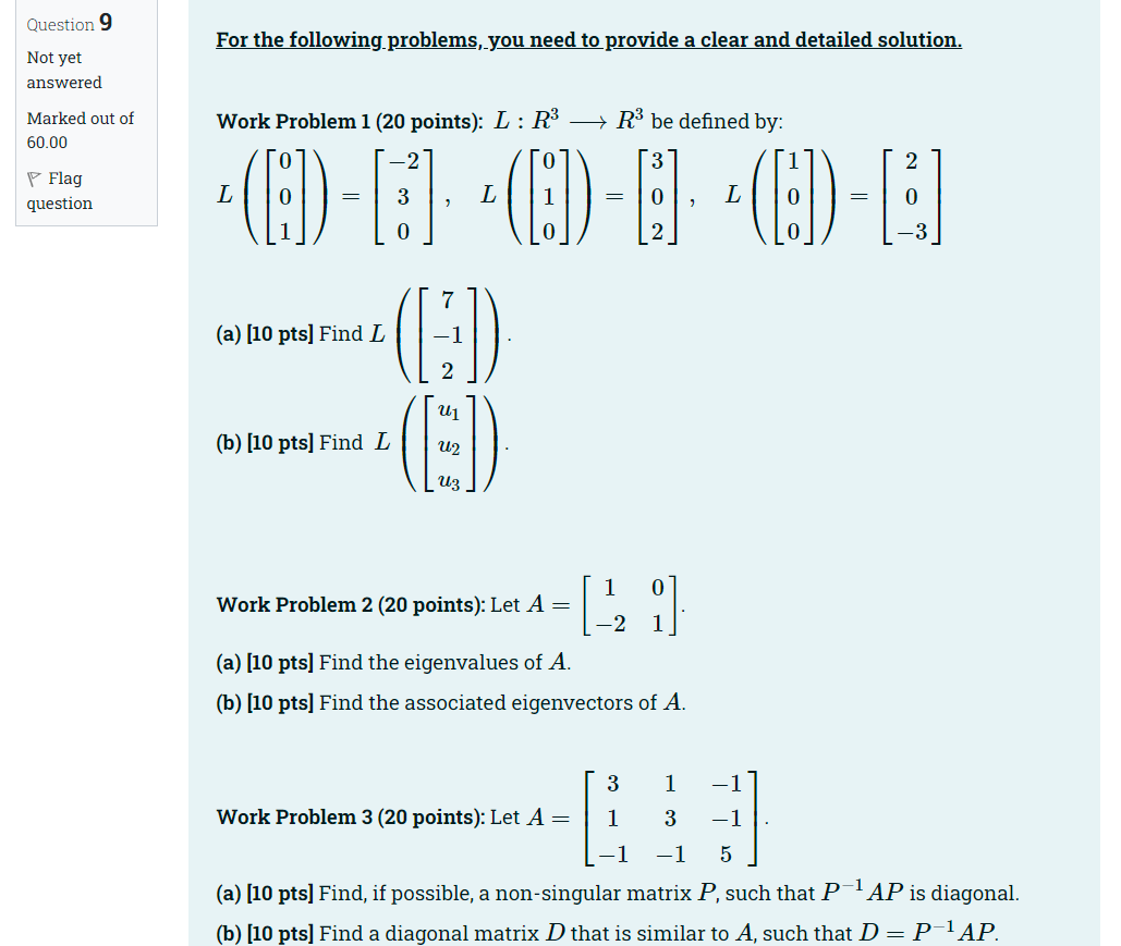 Solved Question 9 For the following problems, you need to | Chegg.com