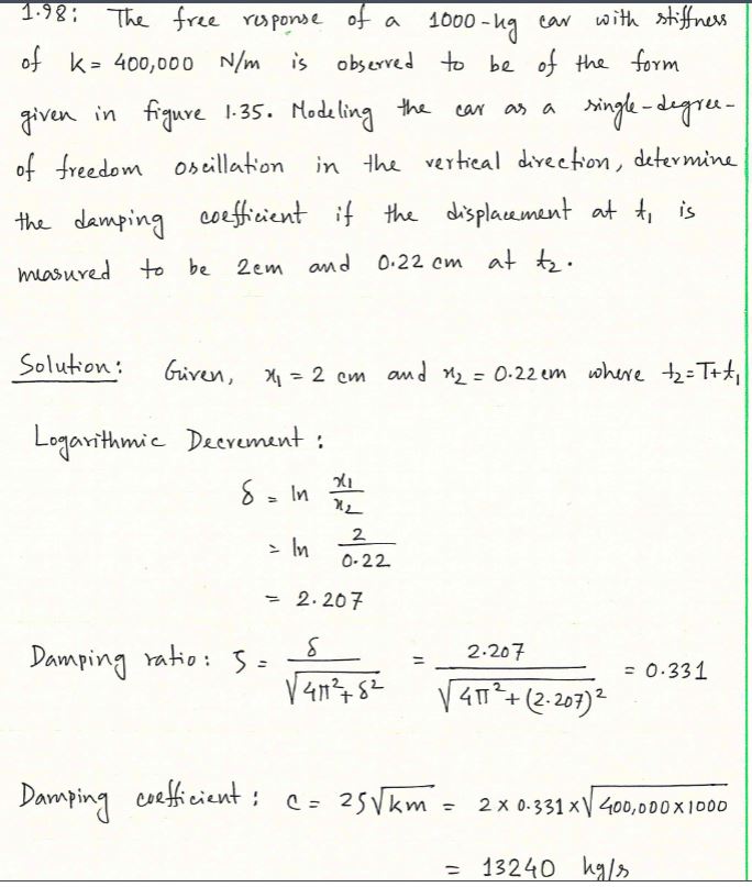 Solved 1.) I thought the Logarithmic Decrement was | Chegg.com