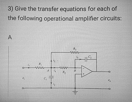 Solved 3) Give the transfer equations for each of the | Chegg.com
