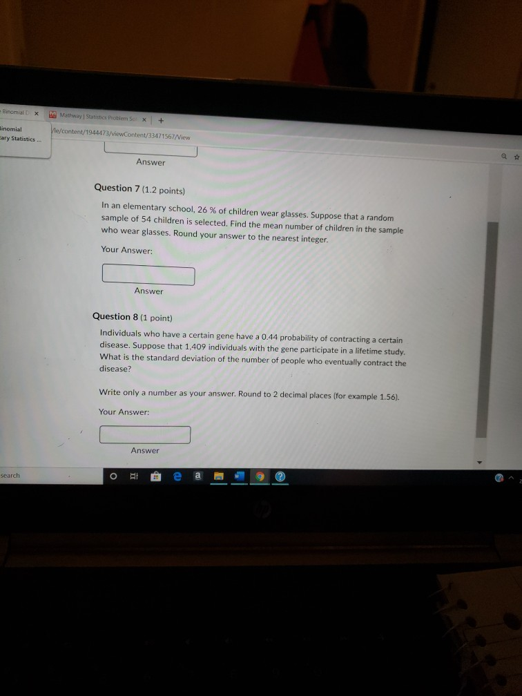 Solved Binomial X M Mathway Statistics Problem Sox + | Chegg.com