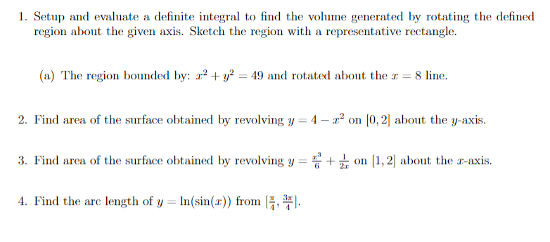 Solved 1. ﻿Setup and evaluate a definite integral to find | Chegg.com