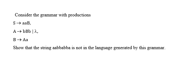 Consider the grammar with productions Saab, A bBb 2., | Chegg.com