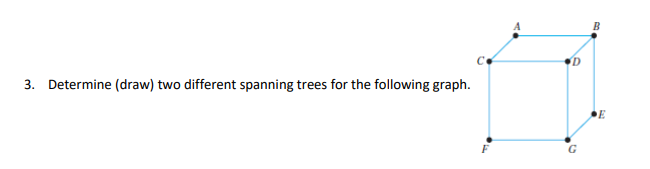 Solved B D 3. Determine (draw) two different spanning trees | Chegg.com