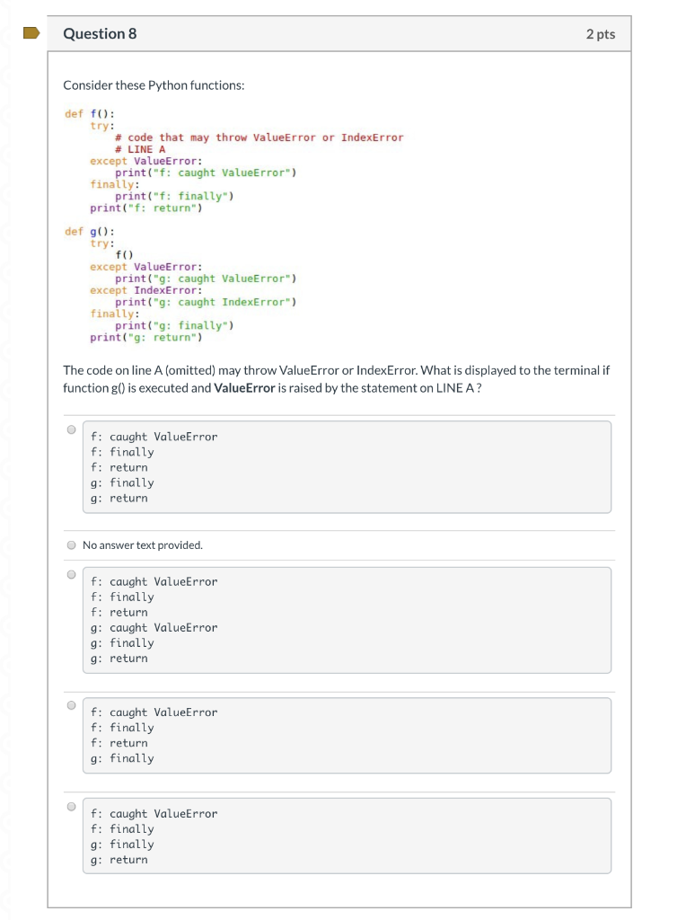Solved Question 8 2 pts Consider these Python functions: def | Chegg.com