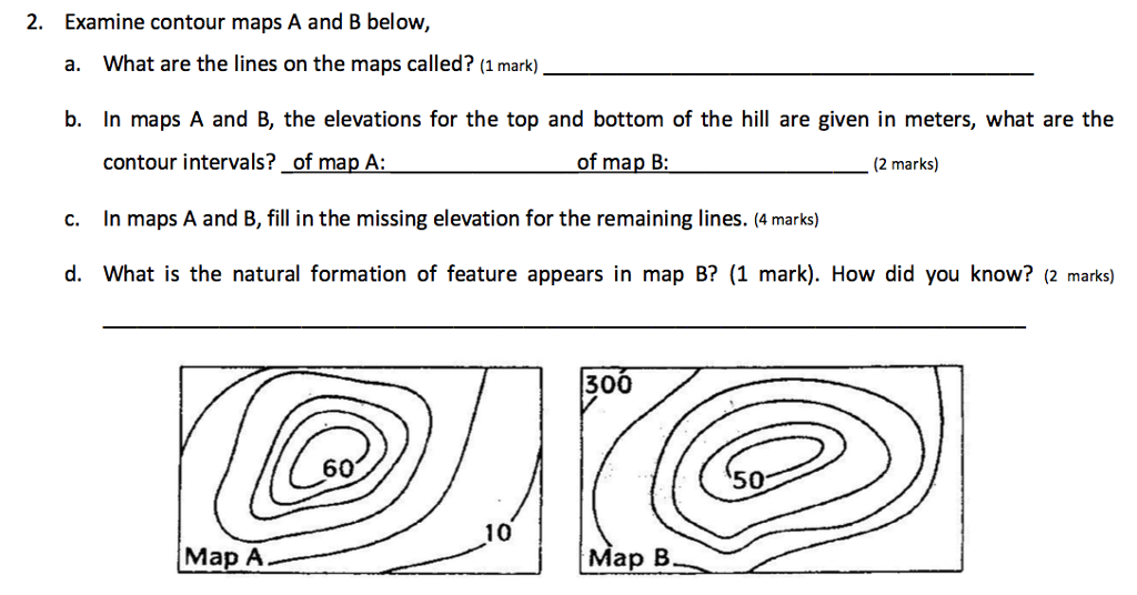 Solved 2. Examine contour maps A and B below, a. What are | Chegg.com