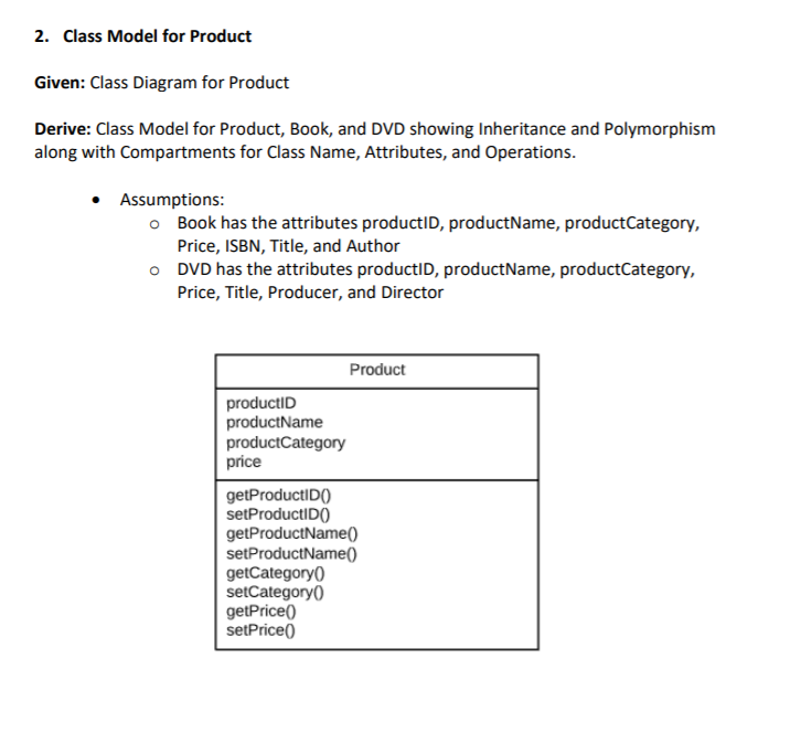 Solved 2. Class Model for Product Given: Class Diagram for | Chegg.com