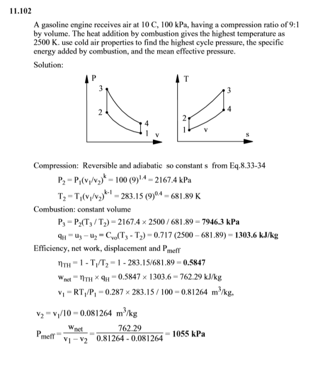 Solved A gasoline engine receives air at 10C,100kPa, having | Chegg.com