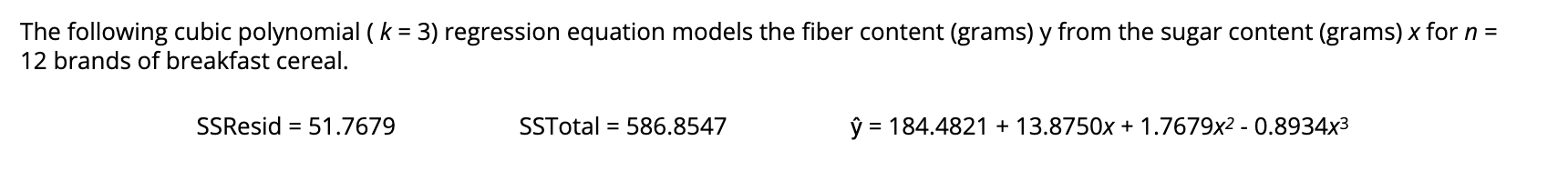 Solved The following cubic polynomial (k = 3) regression | Chegg.com