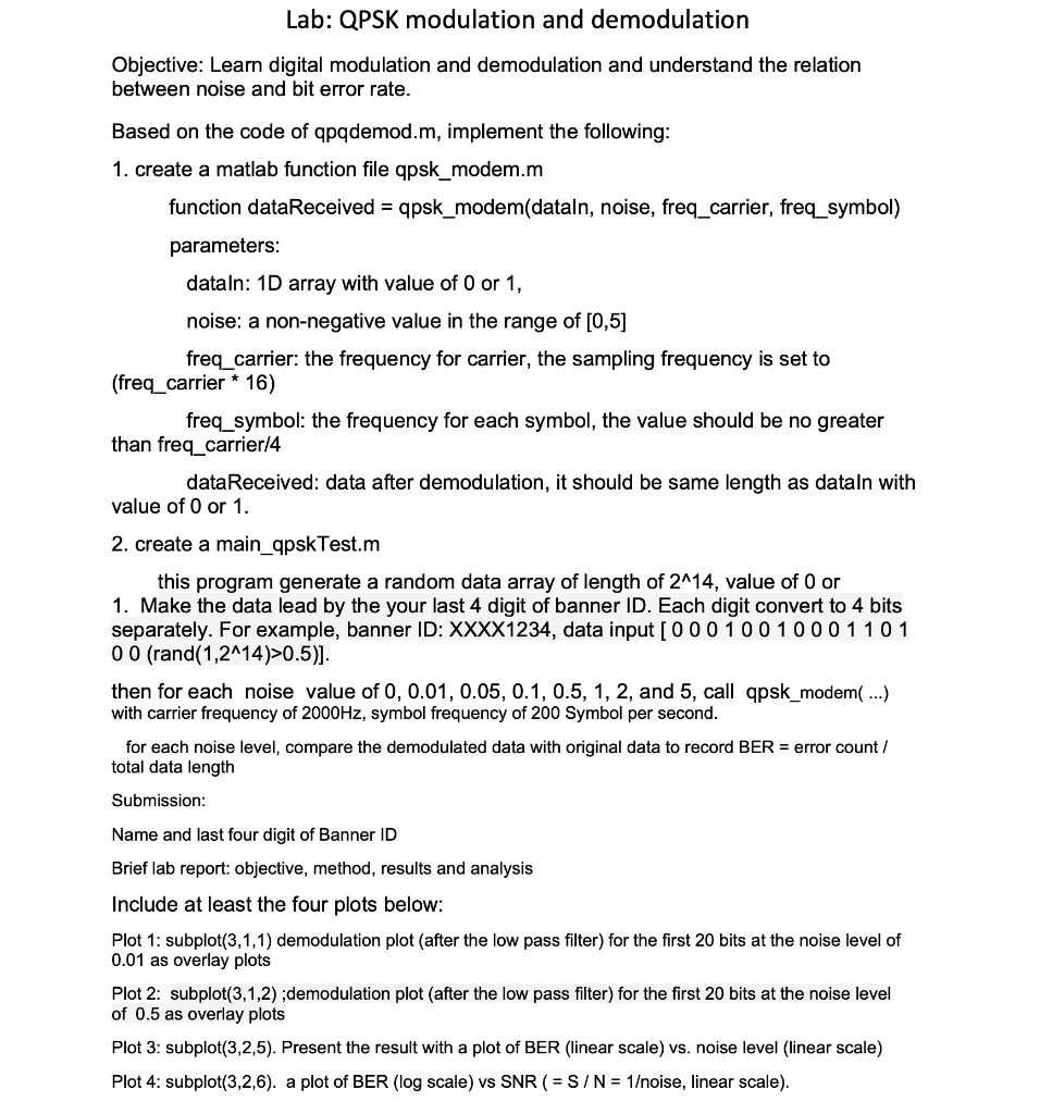 Lab Qpsk Modulation And Demodulation Objective