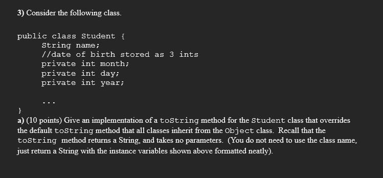 Solved 3) Consider the following class. public class student | Chegg.com