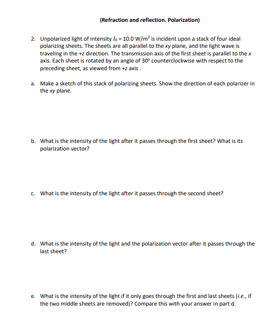 Solved (Refraction and reflection. Polarization) 2. | Chegg.com
