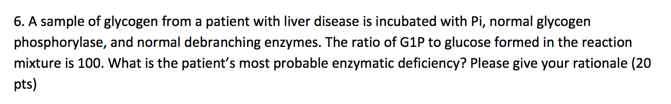Solved 6. A sample of glycogen from a patient with liver | Chegg.com
