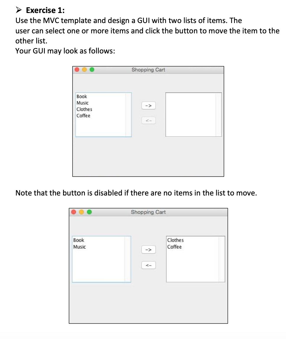 Solved Exercise 1: Use the MVC template and design a GUI | Chegg.com
