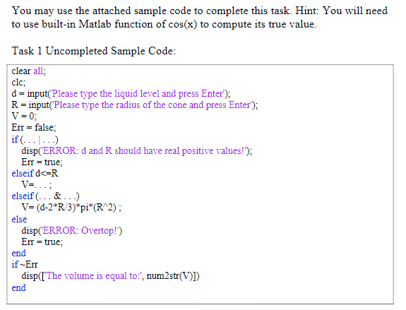 Solved Figure 1 shows a cylindrical tank with a conical | Chegg.com