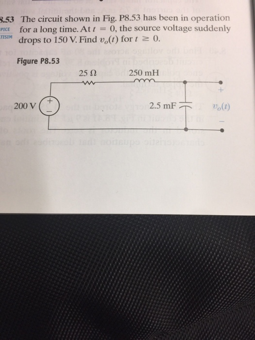Solved The circuit shown in Fig. P8.53 has been in operation | Chegg.com