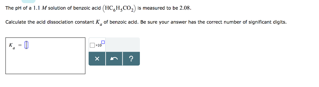Solved The pH of a solution of benzoic acid is measured to | Chegg.com