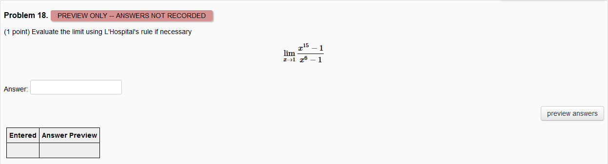Solved Problem 18. PREVIEW ONLY -- ANSWERS NOT RECORDED (1 | Chegg.com