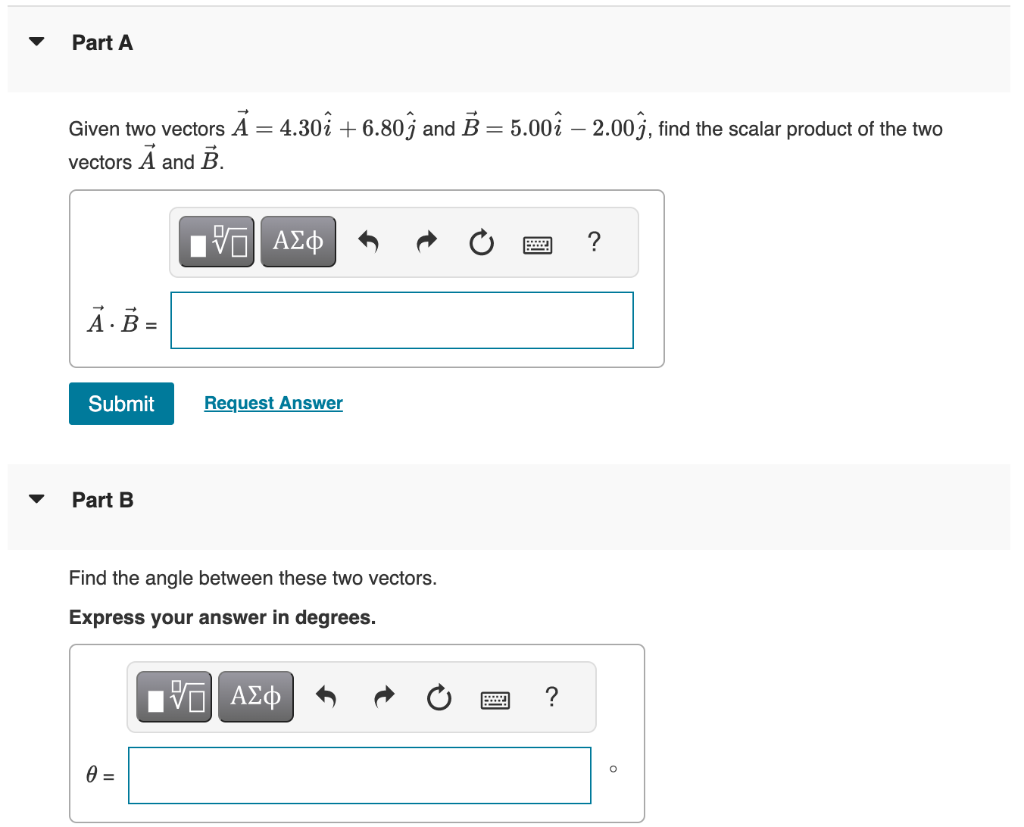 Solved Given two vectors A=4.30i^+6.80j^ and | Chegg.com
