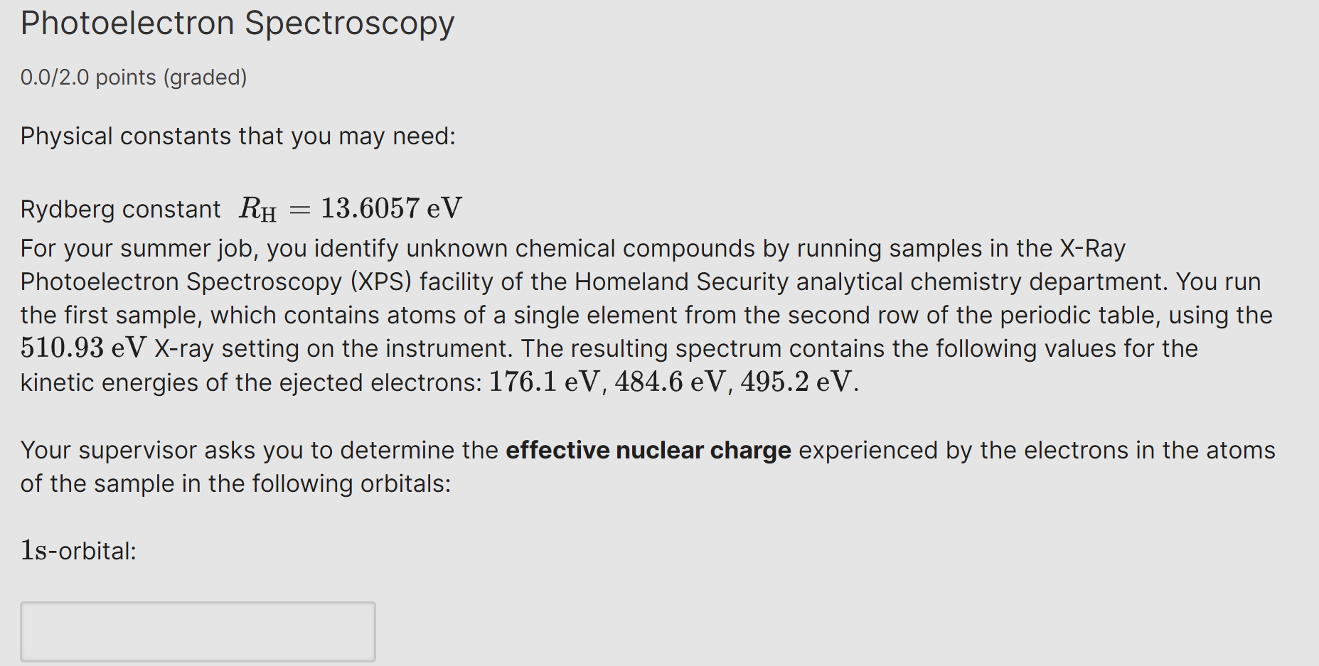 Solved Rydberg constant RH=13.6057eVFor your summer job, you | Chegg.com