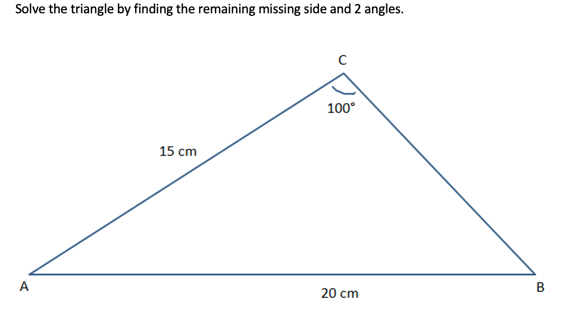 Solved Solve the triangle by finding the remaining missing | Chegg.com