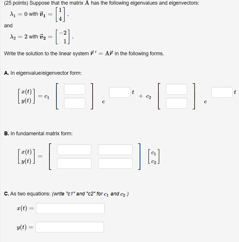 Solved (25 ﻿points) ﻿Suppose that the matrix A has the | Chegg.com