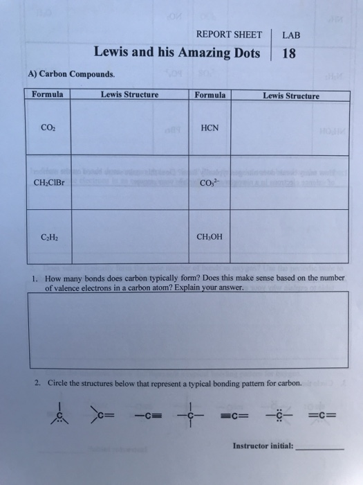Solved REPORT SHEET LAB Lewis and his Amazing Dots 18 A) | Chegg.com