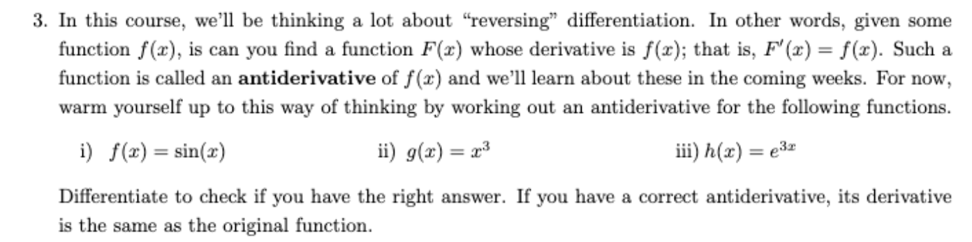 Solved 3. In this course, we'll be thinking a lot about | Chegg.com