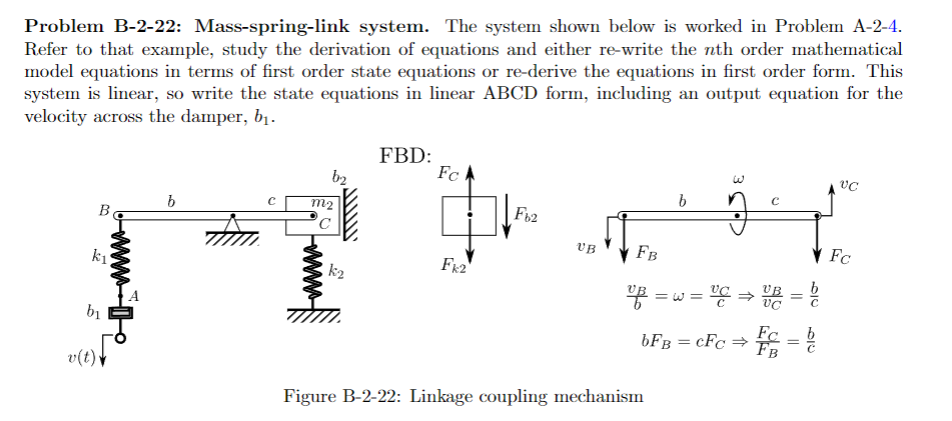 Solved Problem B-2-22: Mass-spring-link system. The system | Chegg.com Solved Problem B-2-22: Mass-spring-link system. The system | Chegg.com