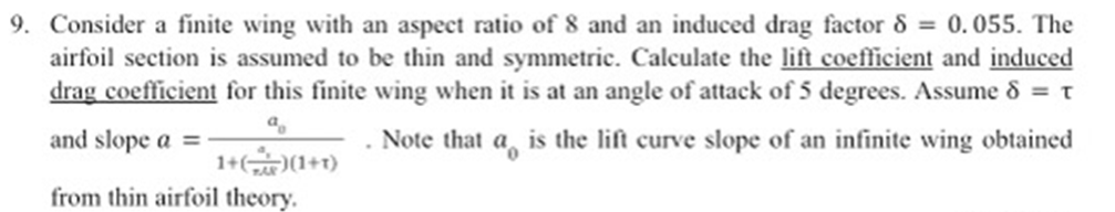 Solved Consider a finite wing with an aspect ratio of 8 ﻿and | Chegg.com