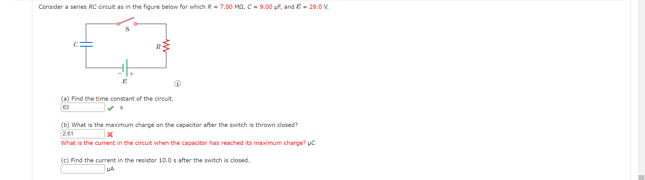Solved Consider a series RC ﻿circuit as in the figure below | Chegg.com