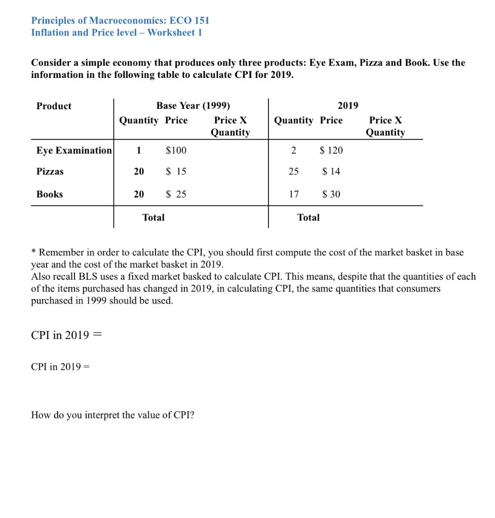 Solved Principles of Macroeconomics: ECO 151 Inflation and | Chegg.com