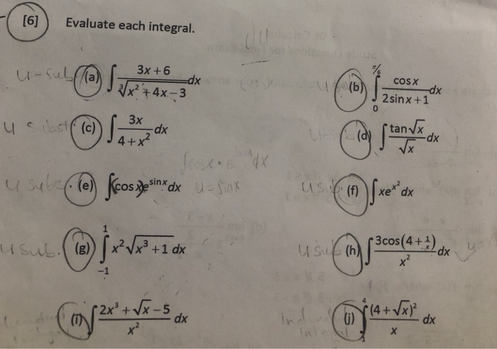 Solved [6] Evaluate each integral. 3x +6 x + 4x-3 3x cosx | Chegg.com