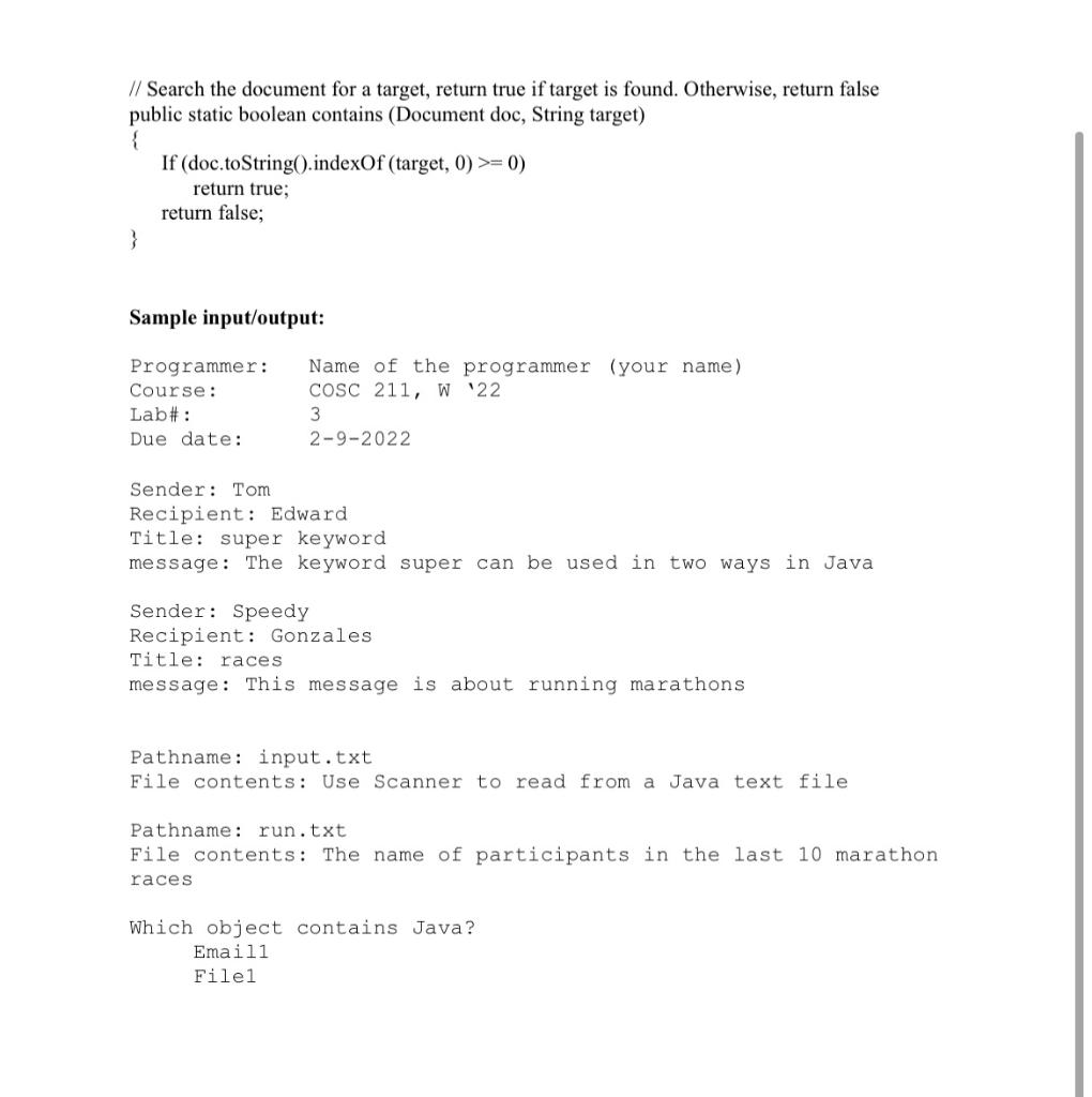 Solved Exploring Inheritance Define a class named 'Document | Chegg.com